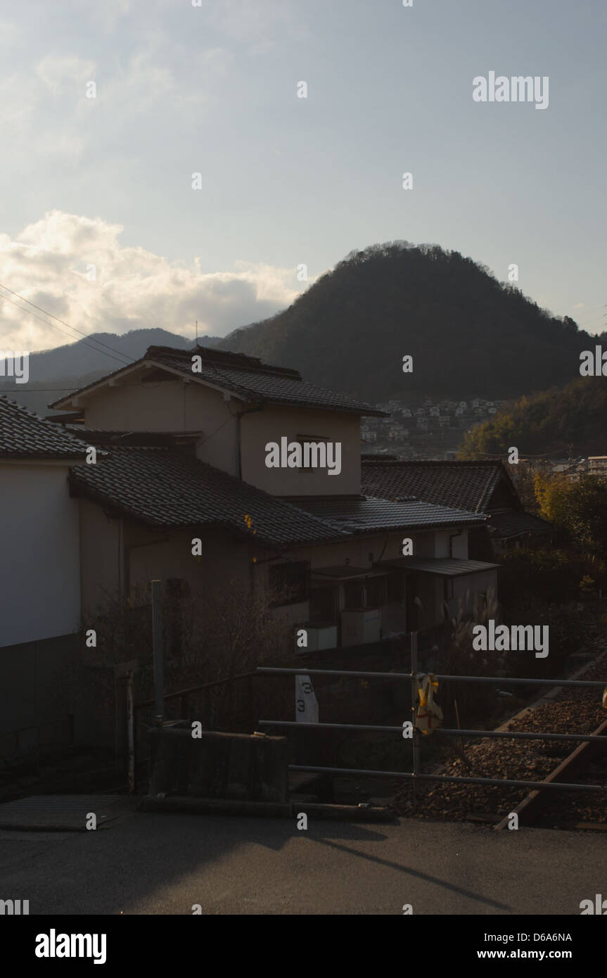 A view from Kabe station on the Kabe Line in North Hiroshima, Japan ...