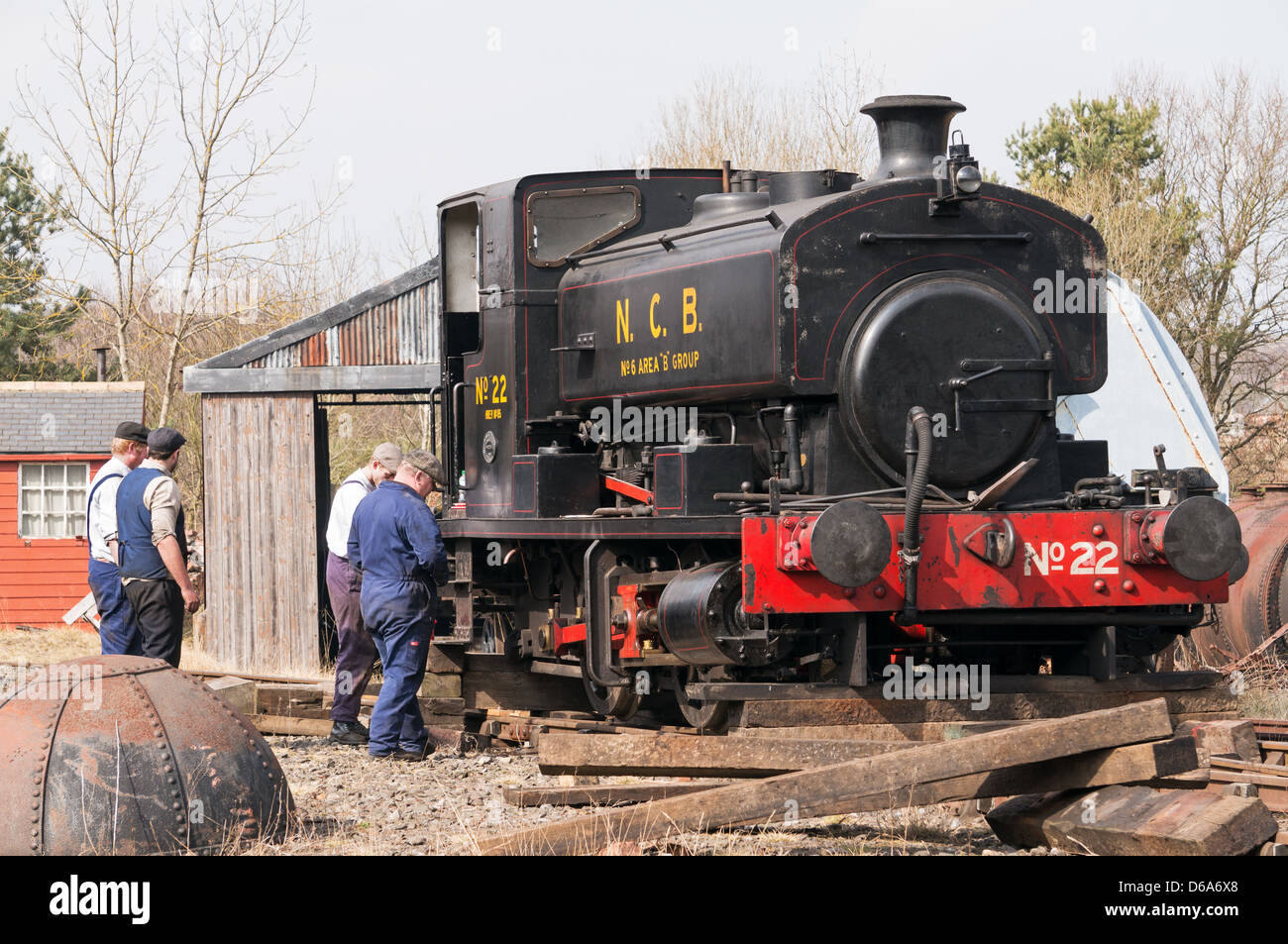 Steam engine being jacked up after derailment Beamish Museum north east ...