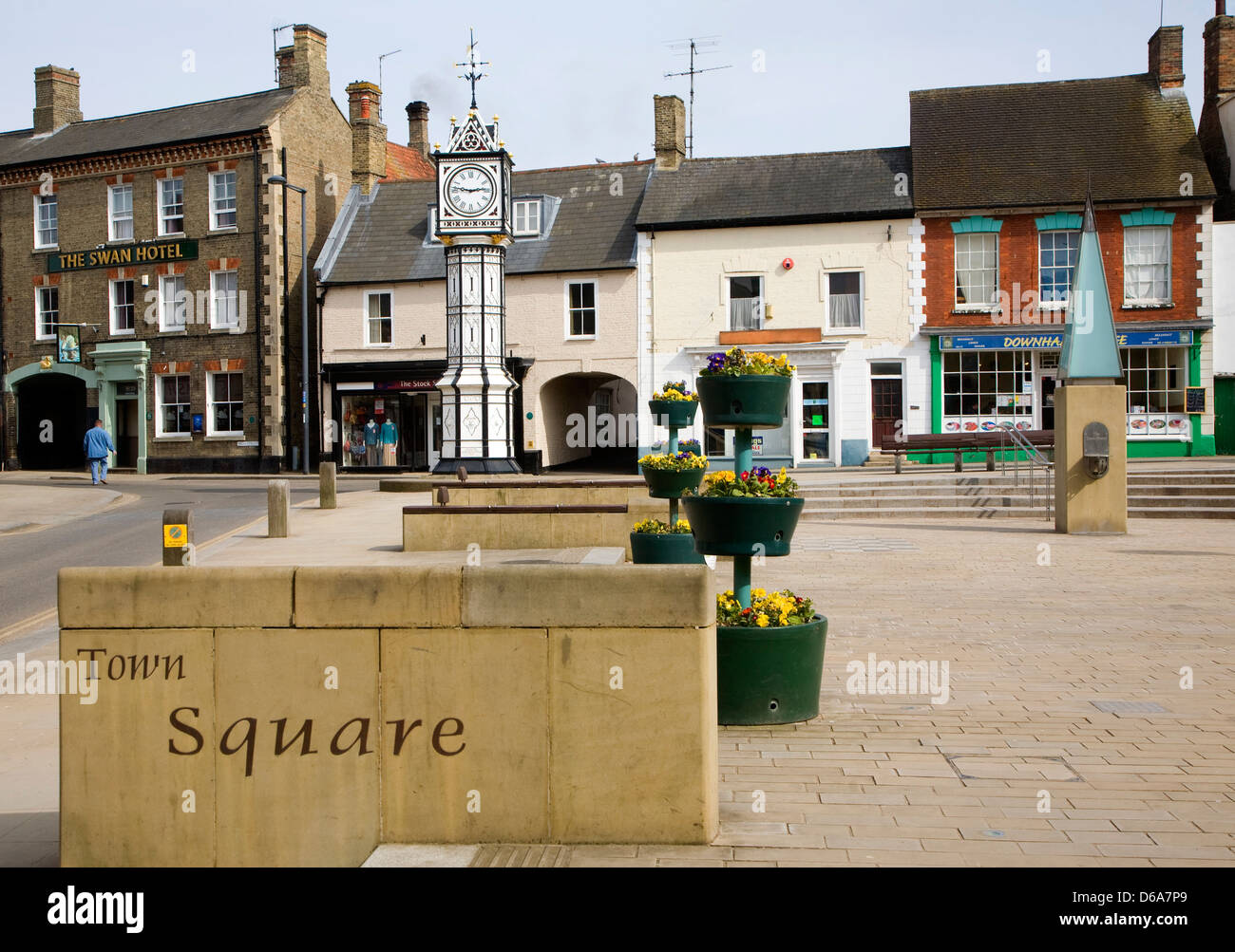 Victorian clock tower in town centre square, Downham Market, Norfolk ...