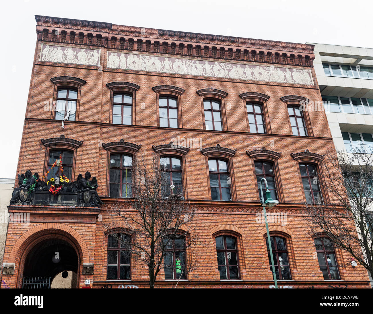 Brick building with classical frieze and quirky decorations - Mitte ...