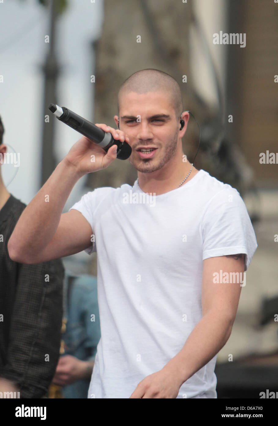 Max George of The Wanted performing on 'Extra' at The Grove. Los ...