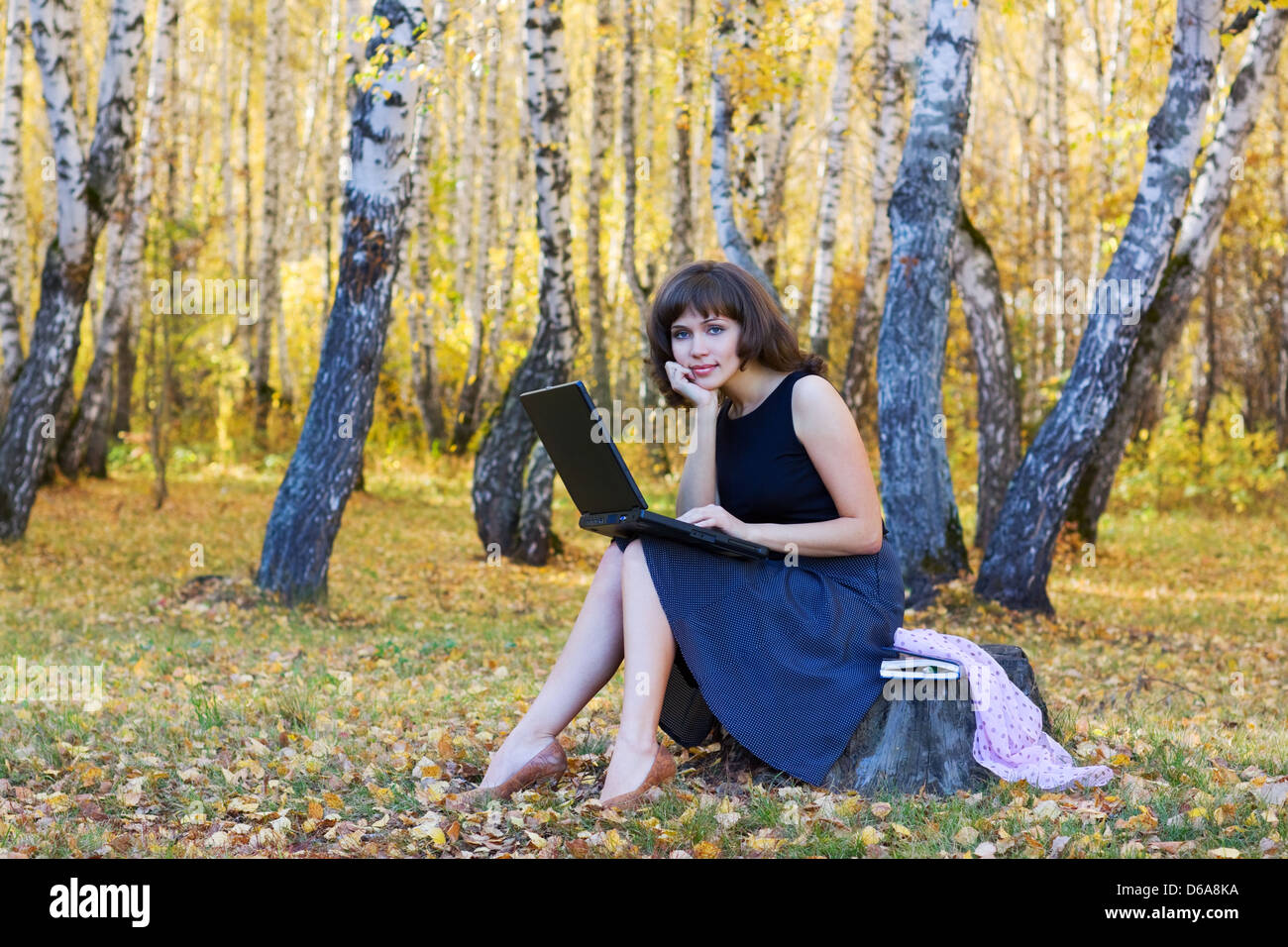 Businesswoman working on nature Stock Photo - Alamy