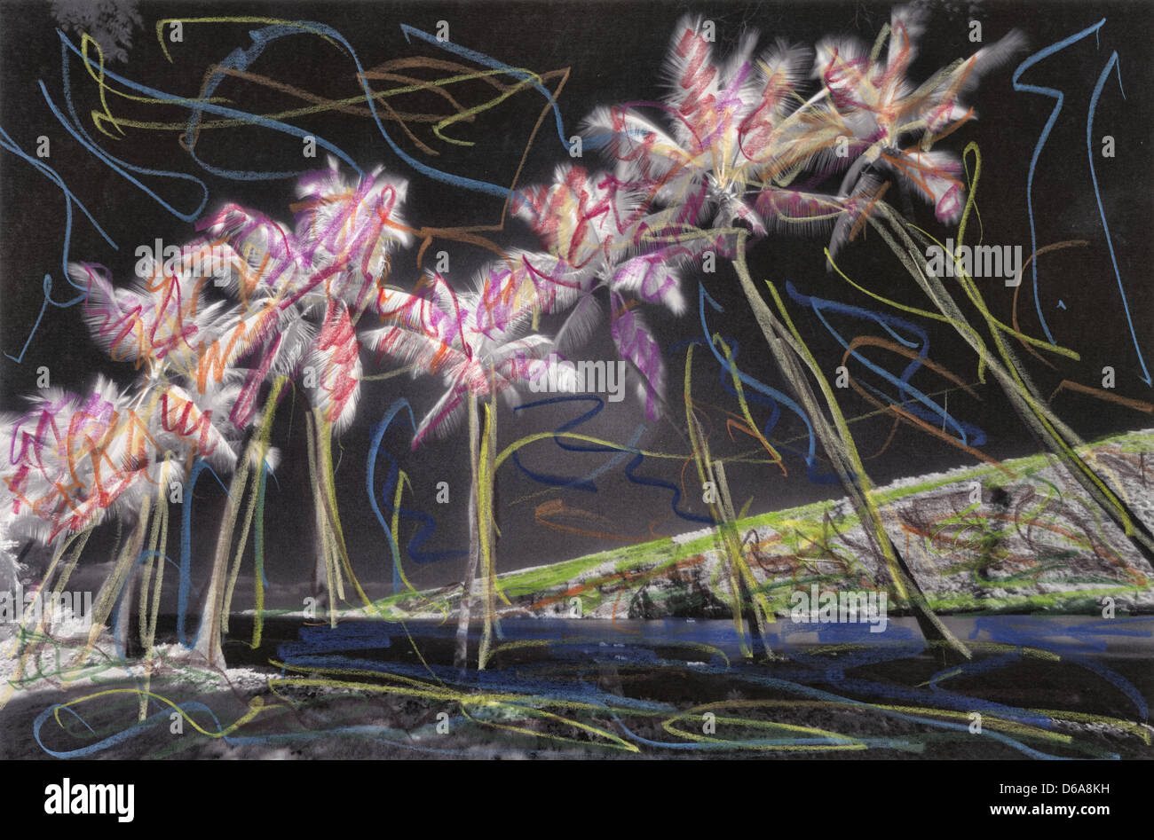 Hand color of Manini Beach, Kealakekua Bay, HI Stock Photo - Alamy