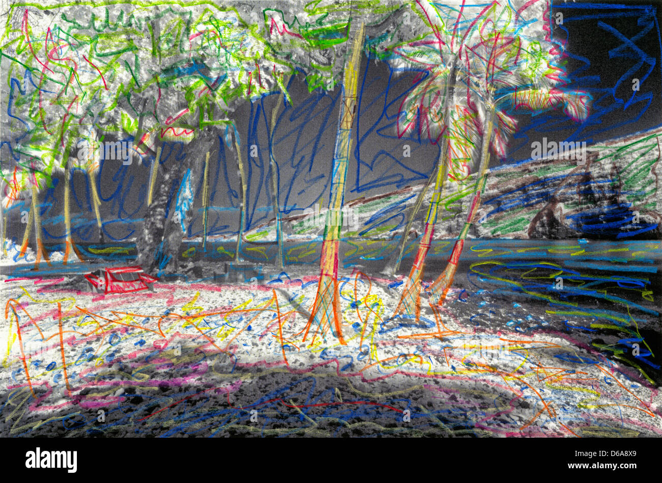 Hand color of Manini Beach, Kealakekua Bay, HI Stock Photo - Alamy