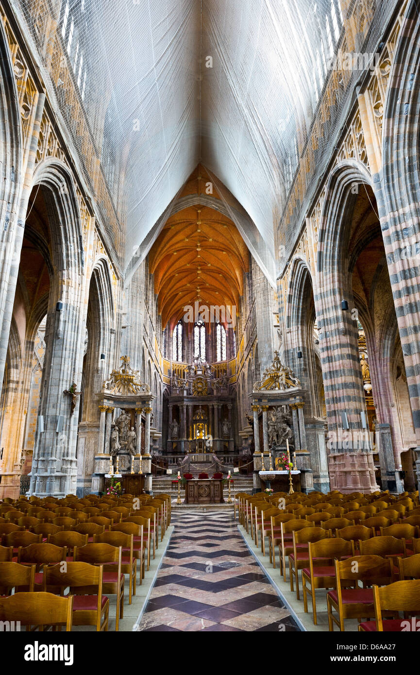 Art church cross interior medieval stained glass hi-res stock ...