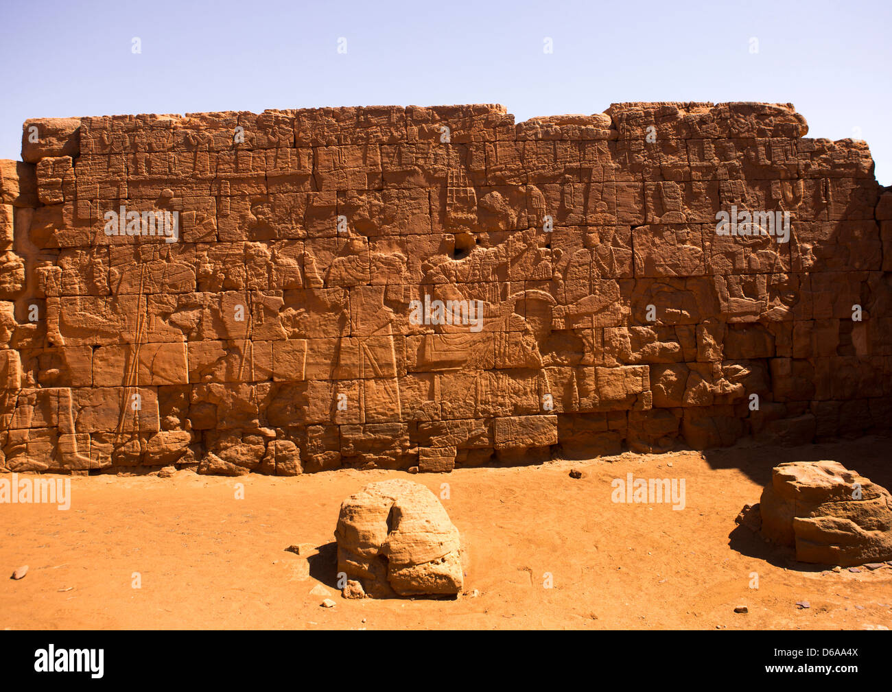 Relief On Lion Temple Wall, Naga Site, Sudan Stock Photo - Alamy