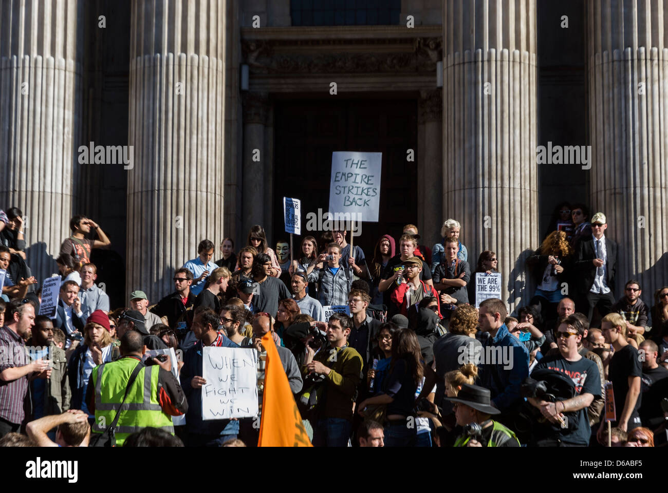 A protest against the global financial system, outside St Paul's ...