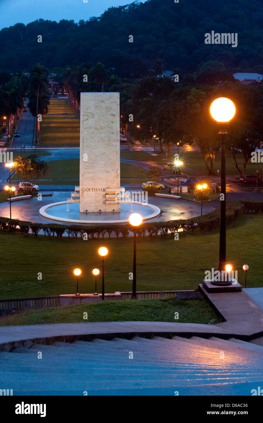 Goethals Monument below the administration building of Panama Canal ...