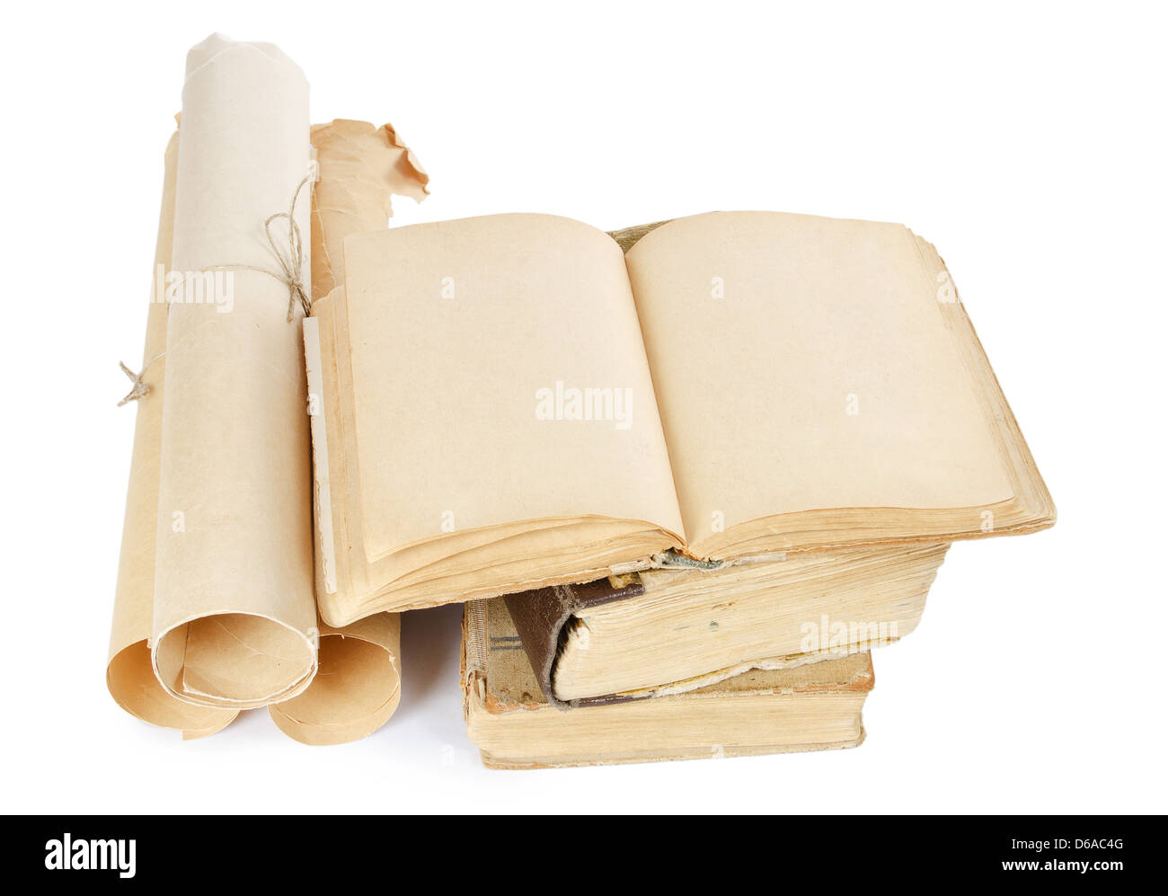 Many ancient scrolls and old books Stock Photo - Alamy