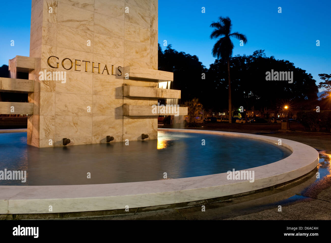 Goethals Monument below the administration building of Panama Canal ...
