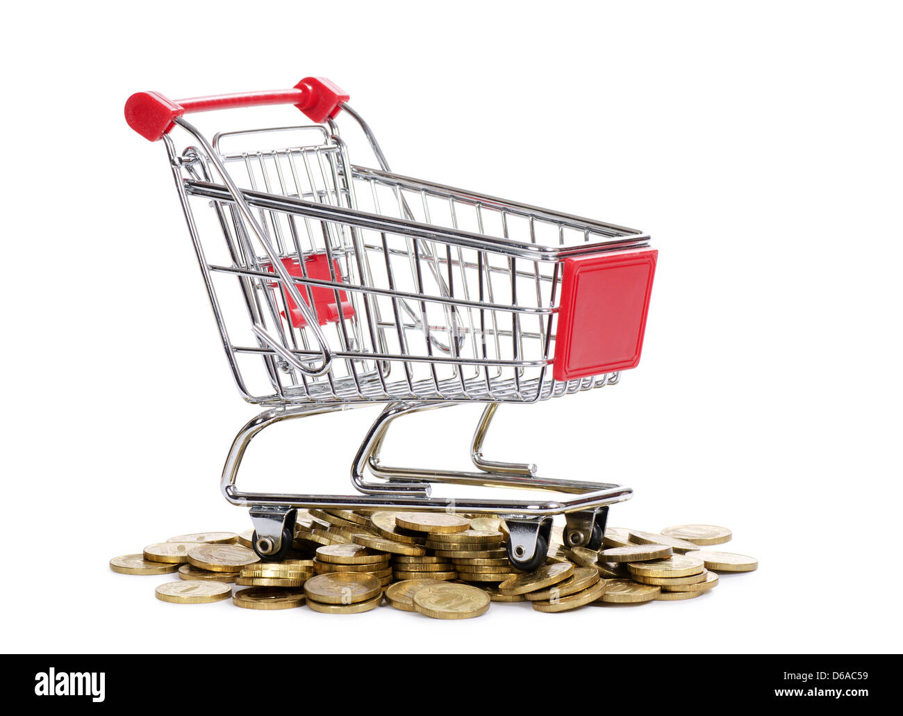 shopping cart and coins Stock Photo - Alamy