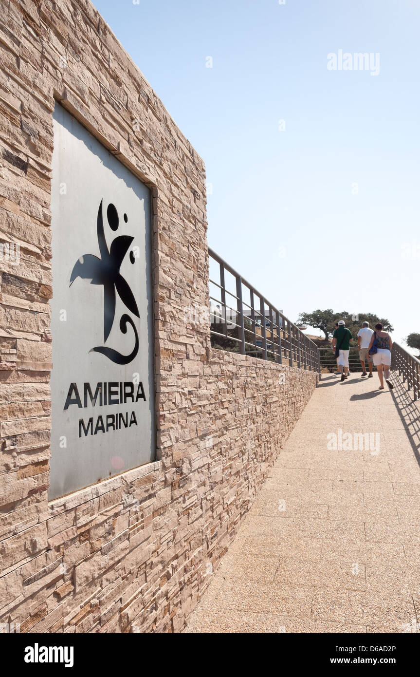 Sign with the logo of Amieira Marina, a nautical and recreation centre ...