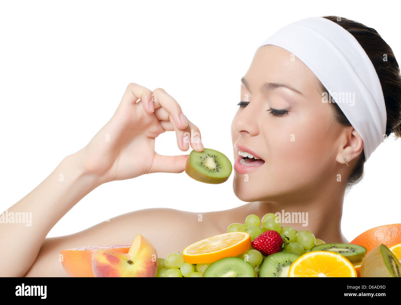 The beautiful woman with fruit Stock Photo - Alamy