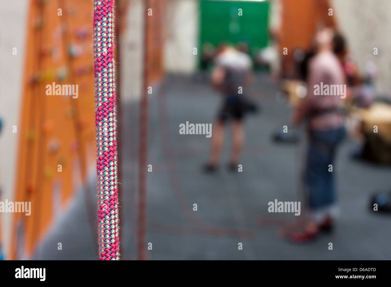 Detail of climbing rope on an indoor climbing wall Stock Photo - Alamy