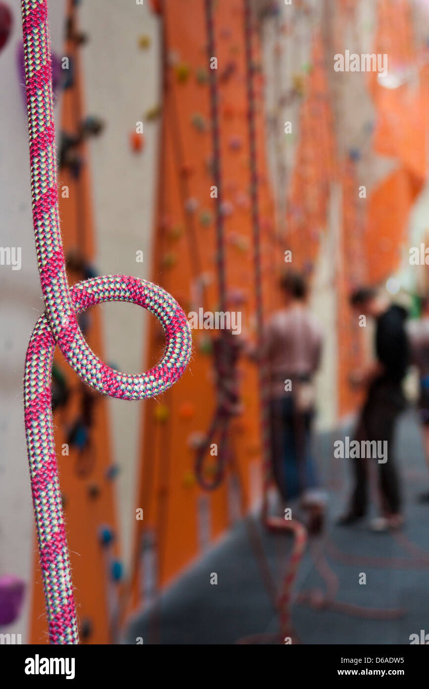 Detail of climbing rope on an indoor climbing wall Stock Photo - Alamy