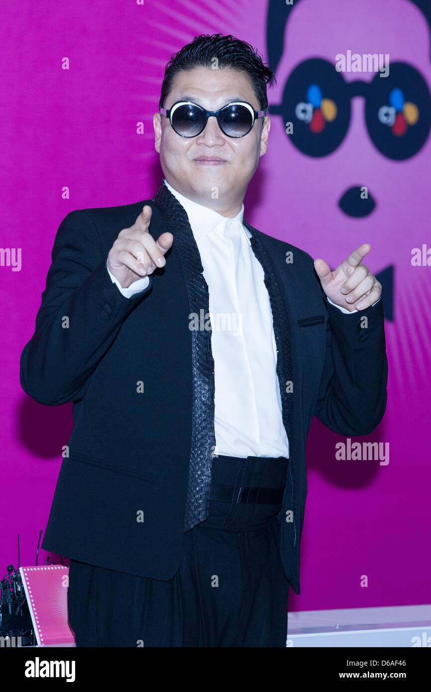 PSY at press conference of his concert Happening in Seoul, South Korea ...