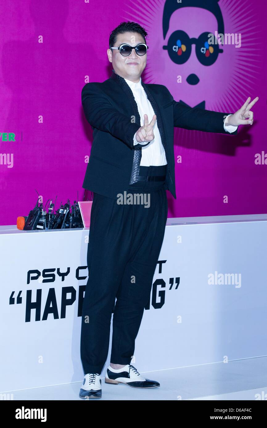PSY at press conference of his concert Happening in Seoul, South Korea ...