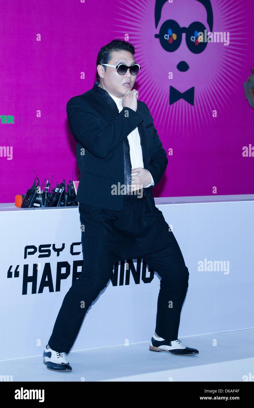 PSY at press conference of his concert Happening in Seoul, South Korea ...