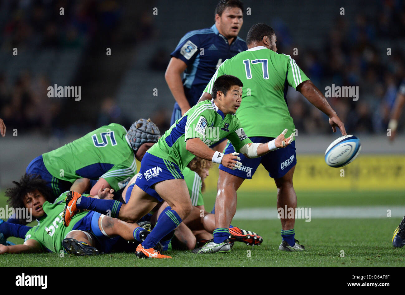 05.04.2013. Auckland, New Zealand. Highlander halfback Fumiaki Tanaka ...