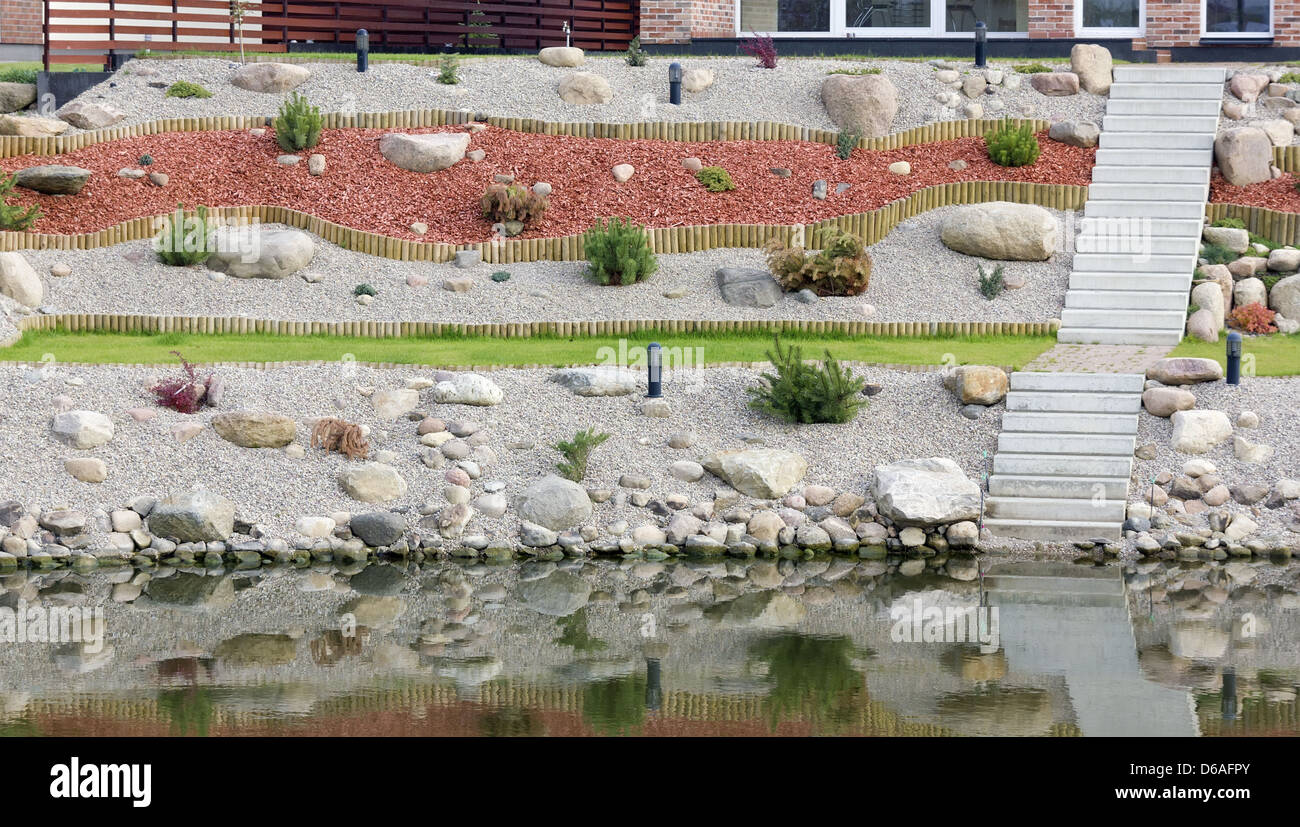 standard design of the lake river bank Stock Photo - Alamy