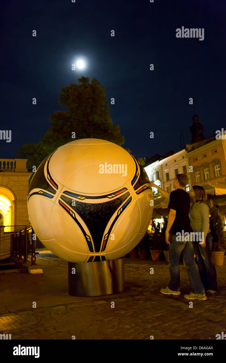 Lviv, Ukraine, over large model of the adidas Tango 12 Stock Photo - Alamy