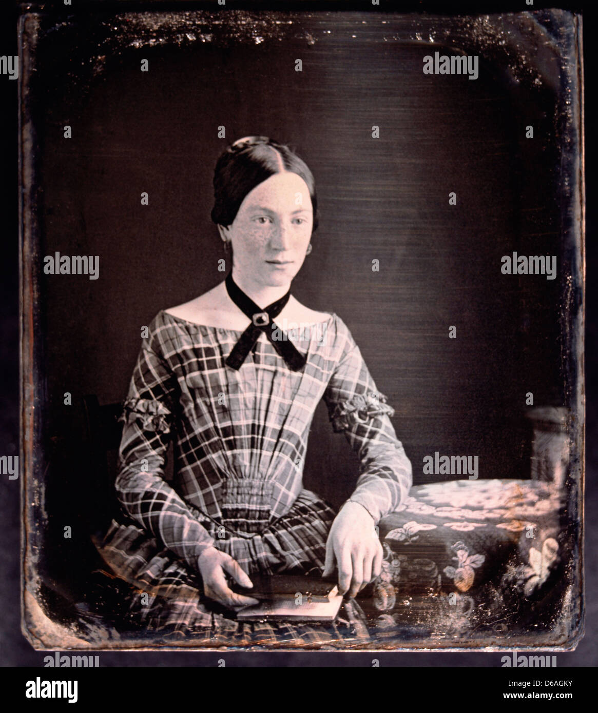 Woman in Plaid Dress, Portrait, Daguerreotype, Circa 1850's Stock Photo ...