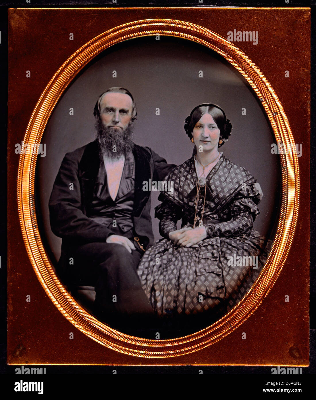 Couple in Formal Attire, Portrait, Daguerreotype, Circa 1850's Stock ...
