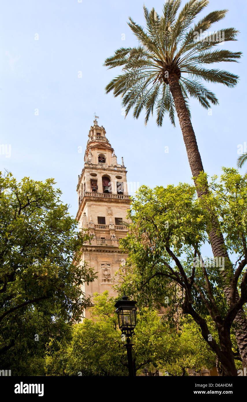 Bell tower or minaret of the Mosque Cathedral of Cordoba Unesco world ...