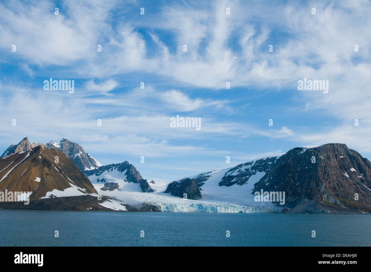 Norway, Svalbard Archipelago, Spitsbergen, Hornsund. Cirrus clouds ...