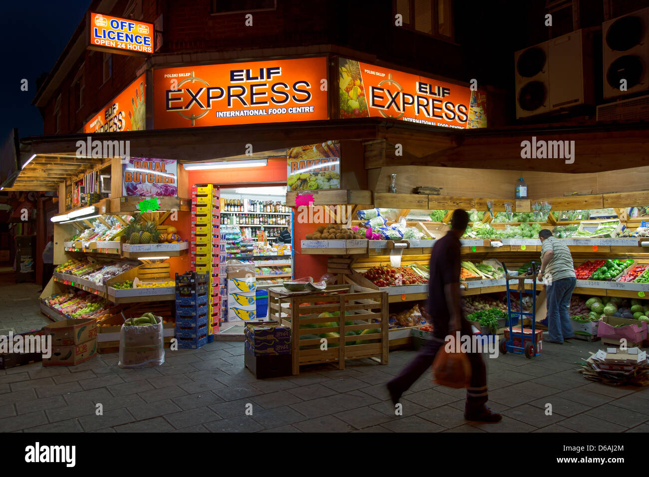 London, United Kingdom, Open grocery night at the Upper Clapton Road ...