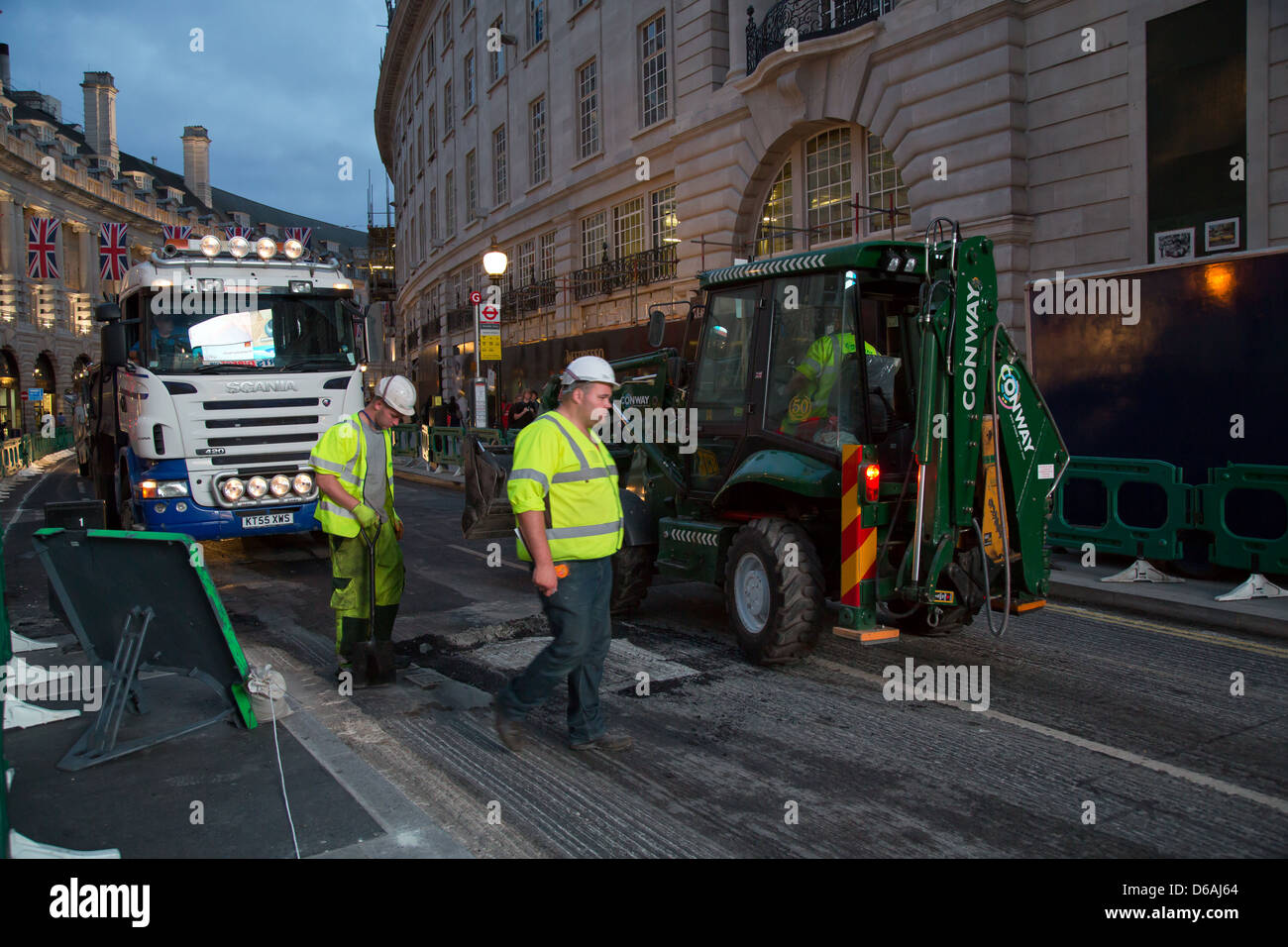 London, United Kingdom, road construction site in Regent Street Stock ...