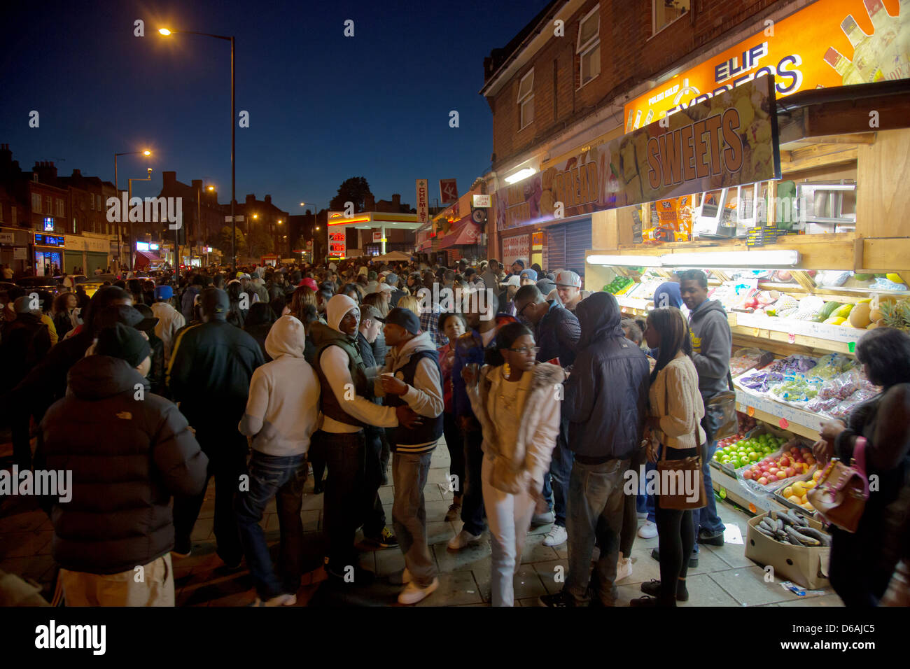 London, United Kingdom, nightly street party with DJ in Hackney Stock ...