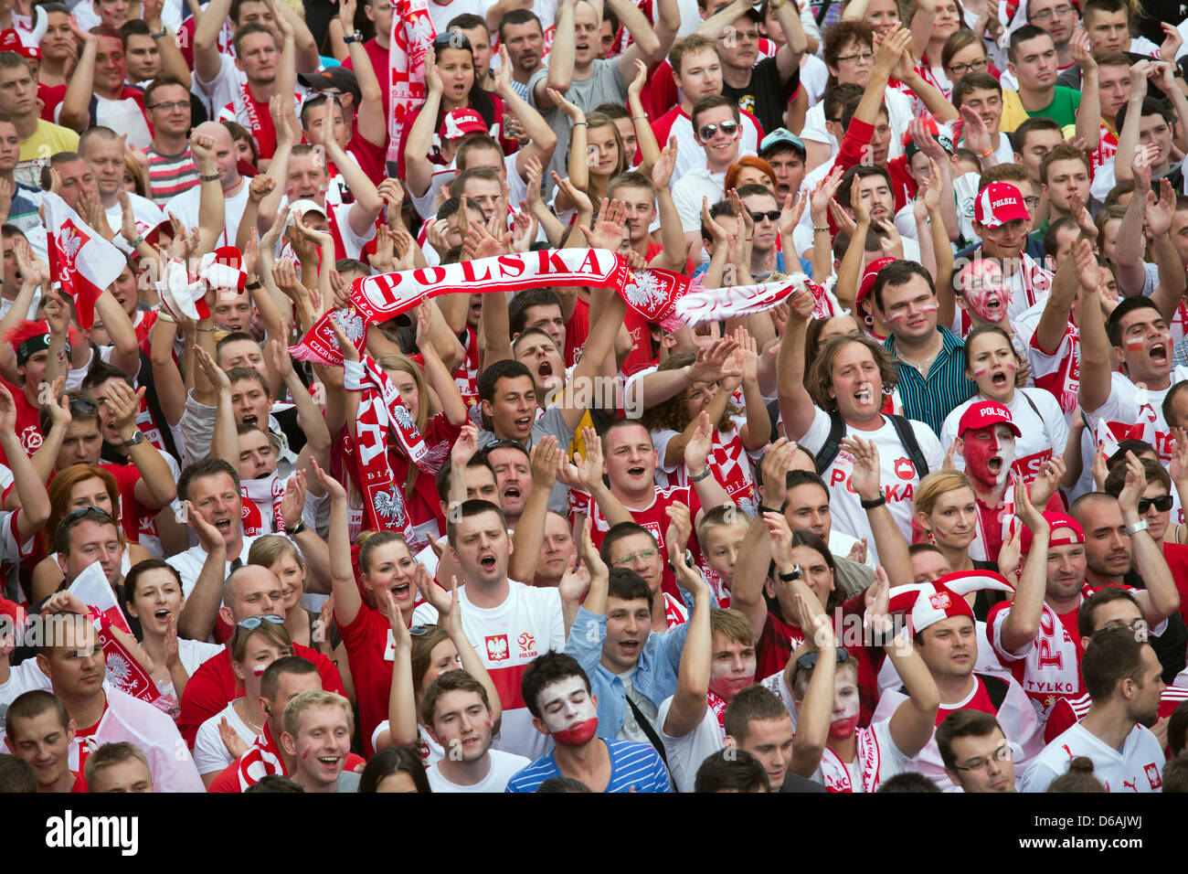 Poznan, Poland, fan mile at Plac Wolnosci when opening game Stock Photo ...