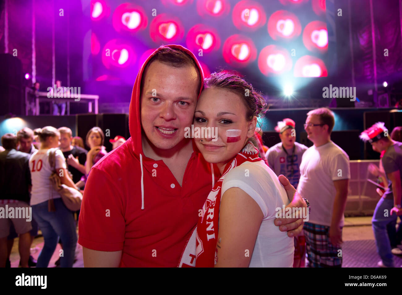Poznan, Poland, young fans at the after party on the day of ...