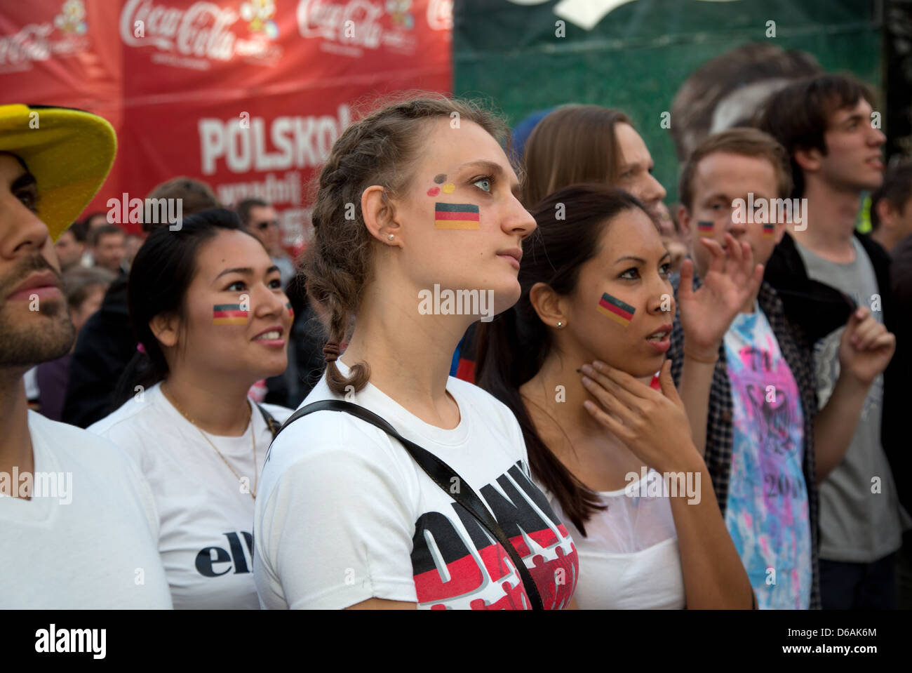 Poznan, Poland, German fans at the UEFA Fan Fest at Plac Wolnosci Stock ...