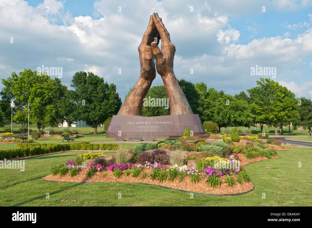 Oklahoma, Tulsa, Oral Roberts University, sculpture of hands in prayer ...