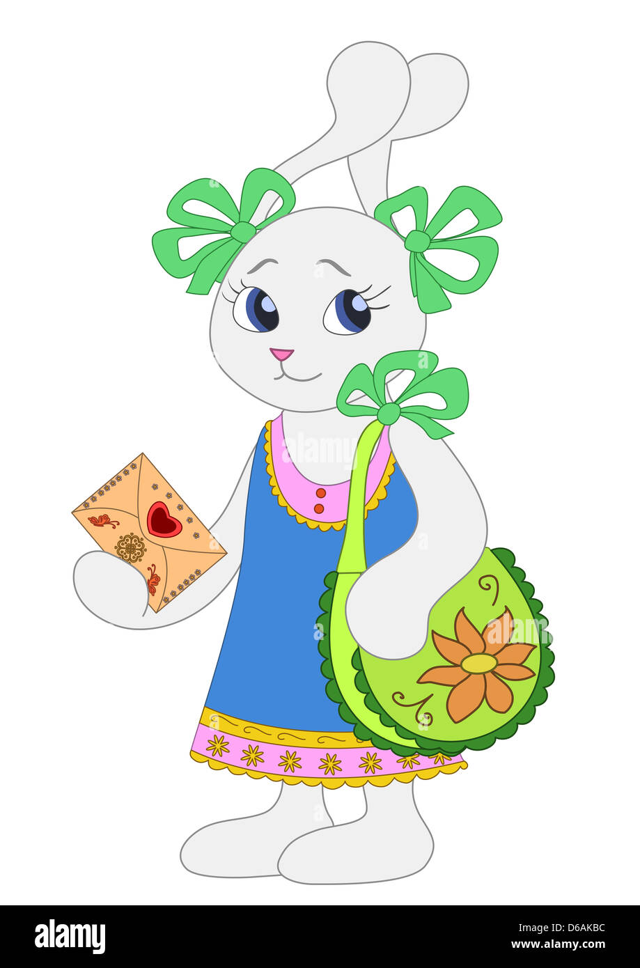 Hare girl with a envelope Stock Photo - Alamy