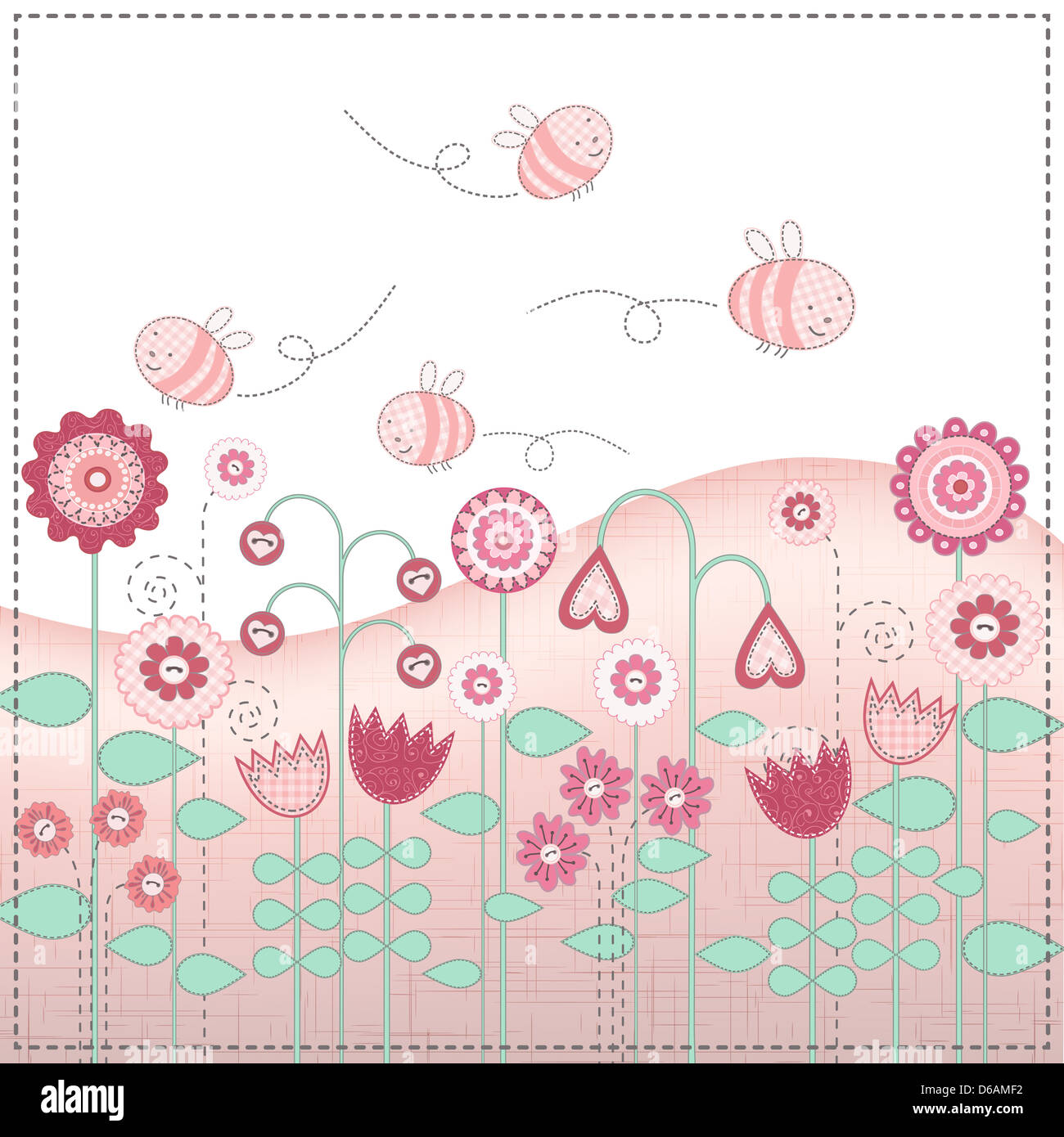 Lovely flowers and the cute bees Stock Photo - Alamy