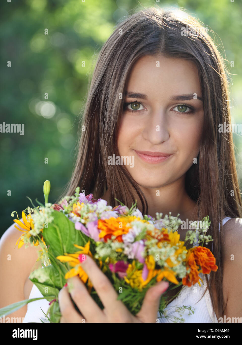 Beautiful young girl in summer park Stock Photo - Alamy Beautiful young girl in summer park Stock Photo - Alamy
