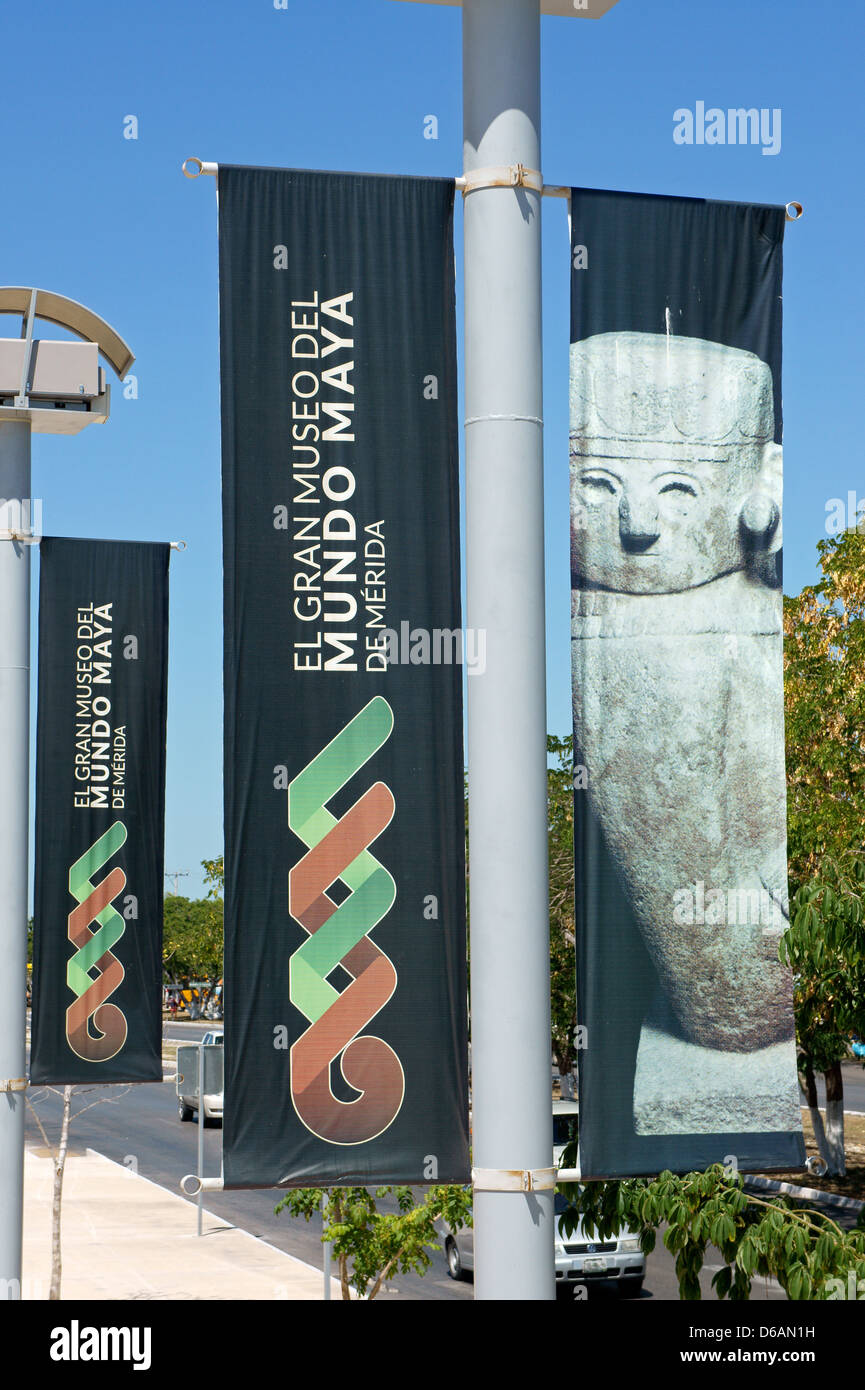 Lamp post banner sign for the new Gran Museo del Mundo Maya museum in ...