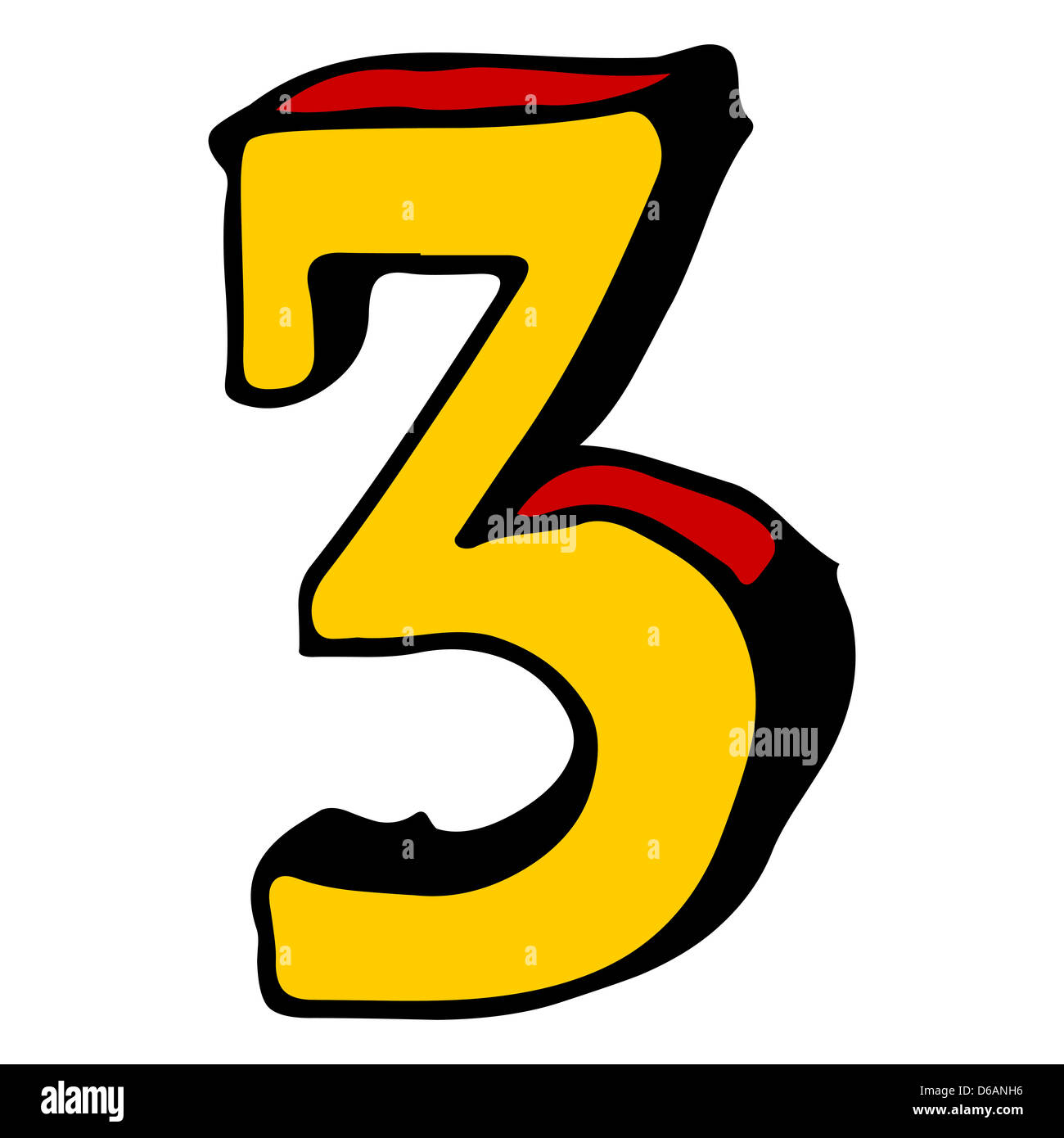 childlike doodle ABC, hand drawn number 3 Stock Photo - Alamy