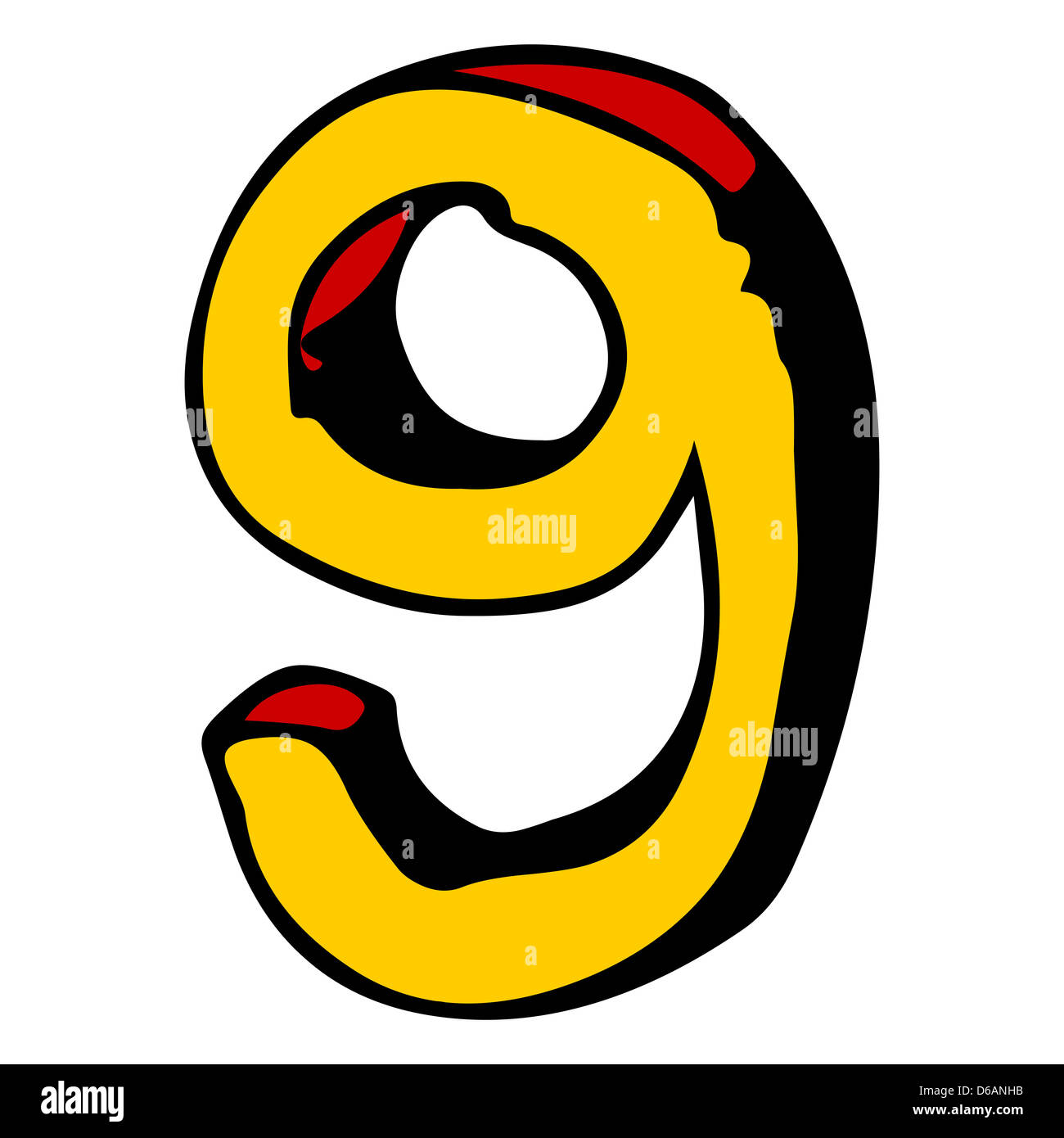 childlike doodle ABC, hand drawn number 9 Stock Photo - Alamy