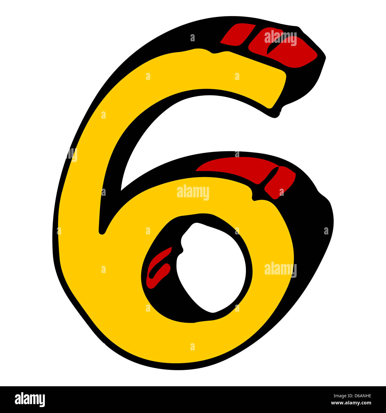 childlike doodle ABC, hand drawn number 6 Stock Photo - Alamy