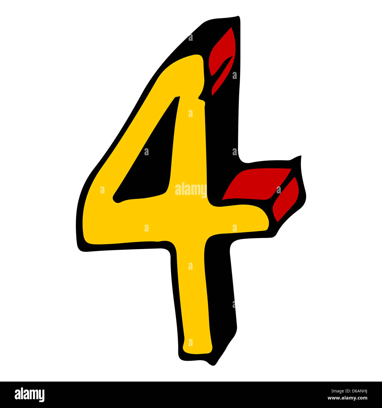 childlike doodle ABC, hand drawn number 4 Stock Photo - Alamy