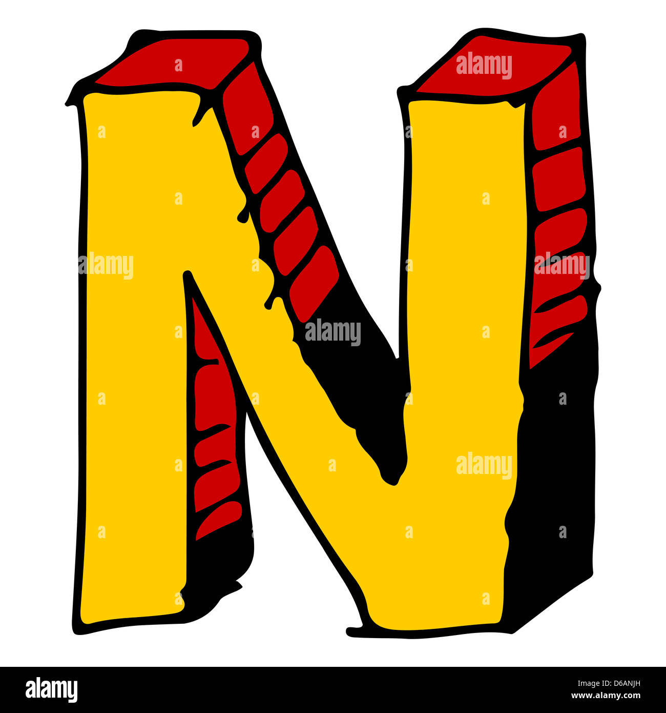 childlike doodle ABC, hand drawn letter N Stock Photo - Alamy