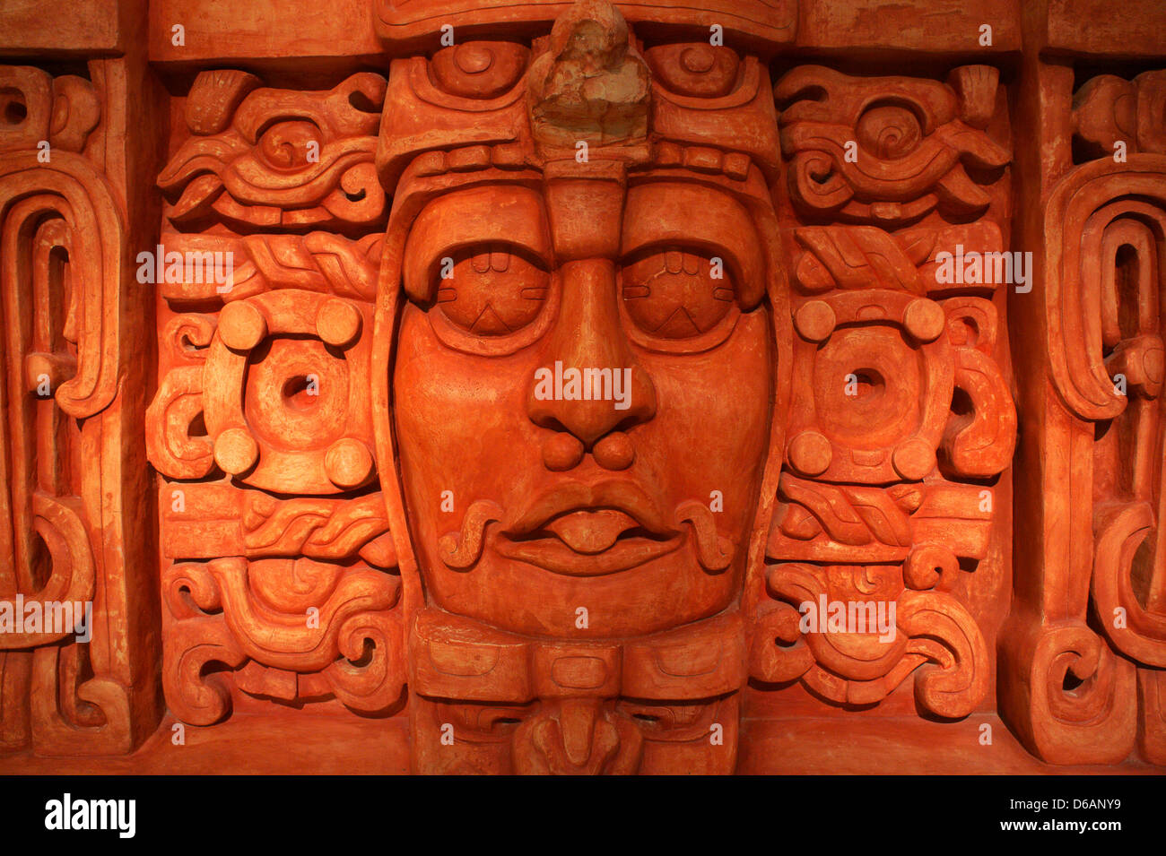 Face of Mayan ruler, replica of Temple of the masks at Kohunlich, Gran ...