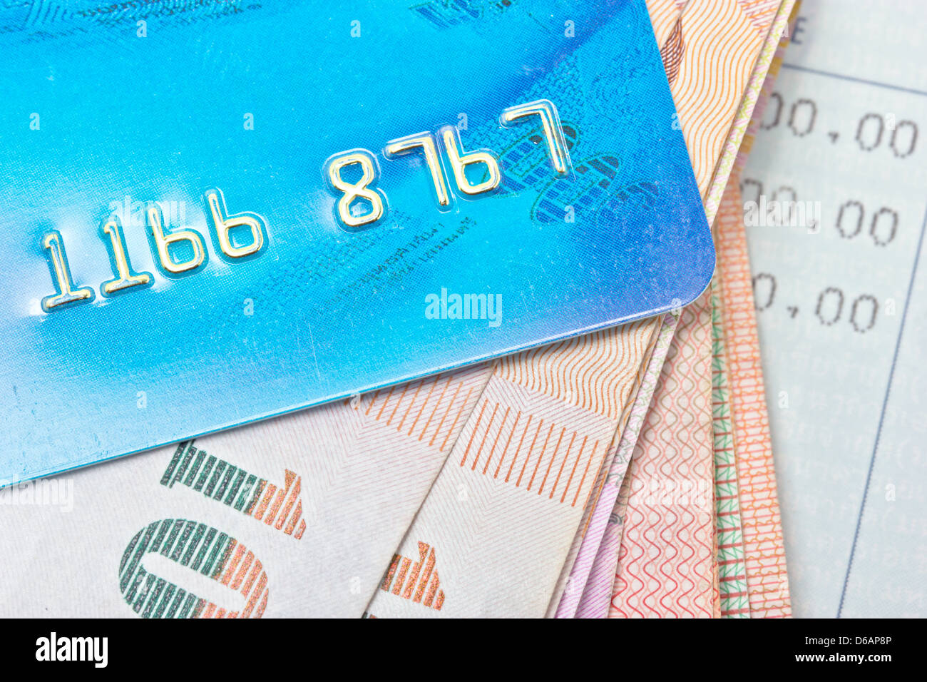 Credit card, Thai Bank Notes With Bankbook Stock Photo - Alamy