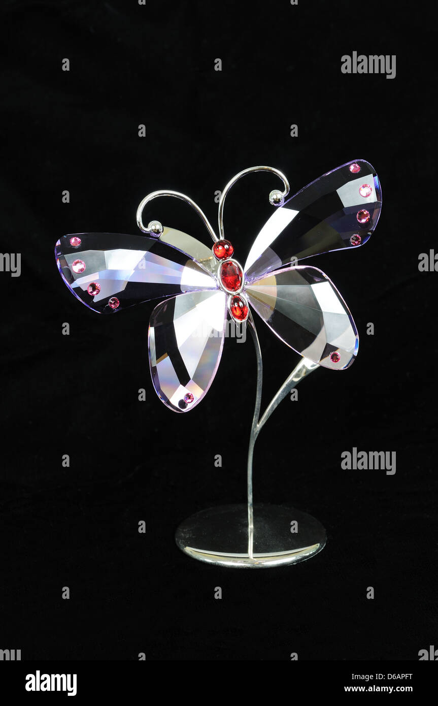 Crystal butterfly against a black background Stock Photo - Alamy