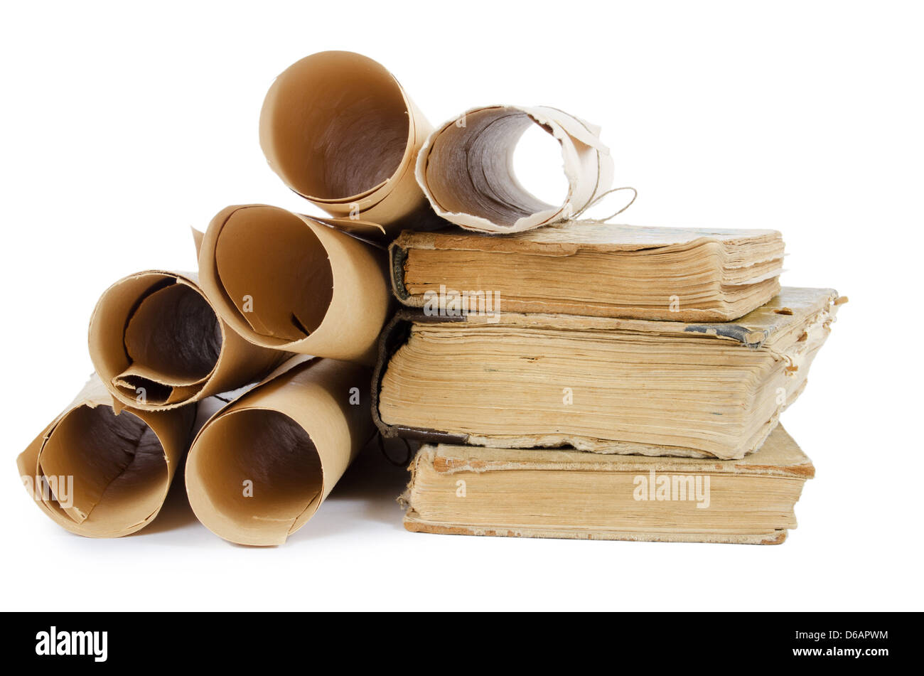 Many ancient scrolls and old books Stock Photo - Alamy