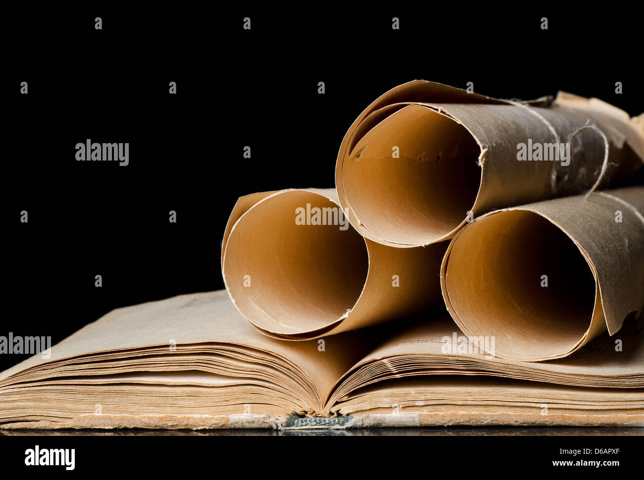 Many ancient scrolls and old books Stock Photo - Alamy